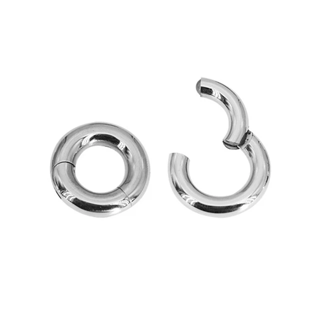 LARGE GAUGE STEEL Hinge Septum Universal Nose Ear Ring Piercing Cilcker ...
