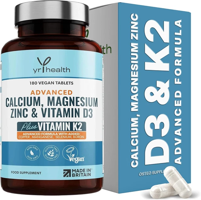 CALCIUM, MAGNESIUM, ZINC and Vitamin D plus Vitamin K2 MK-7 Tablets ...