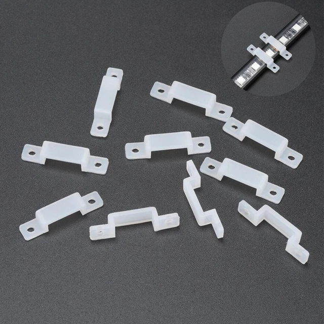 CLEAR PLASTIC FIXING Clips for 10 12mm Flexible LED Strip Pack of 50/ ...
