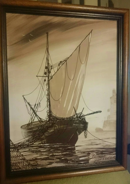 ORIGINAL OIL ON Board Boat Painting Artist J Passeur £36.00 - PicClick UK