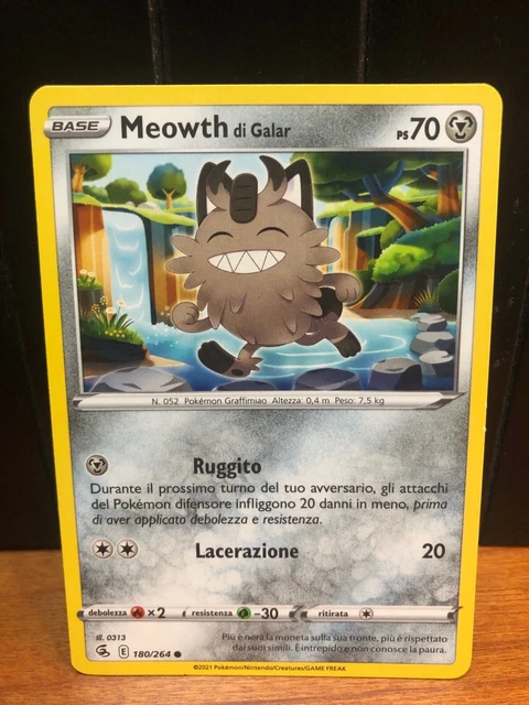 CARTA POKEMON MEOWTH Di Galar 180/264 Colpo Fusione 2021 Italiano Nuovo ...