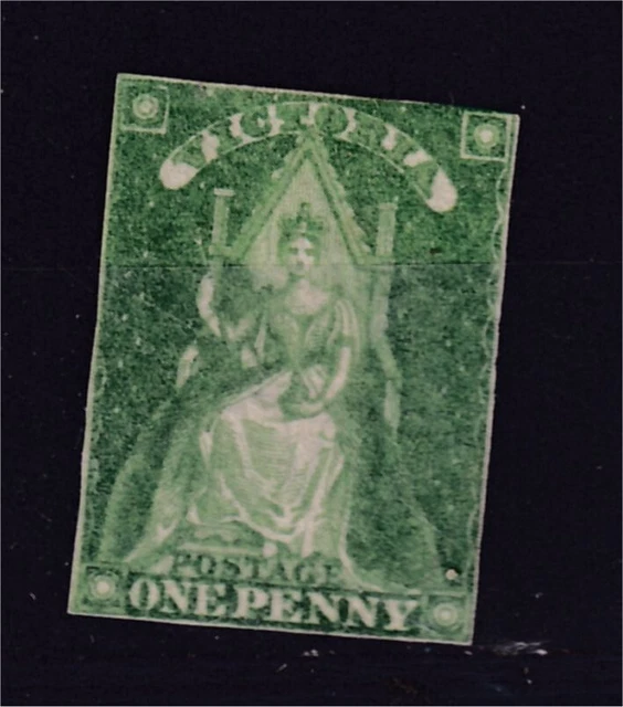 VICTORIA MINT NG 1d GREEN IMPERFORATE QUEEN ON THRONE (N46) $44.95 ...