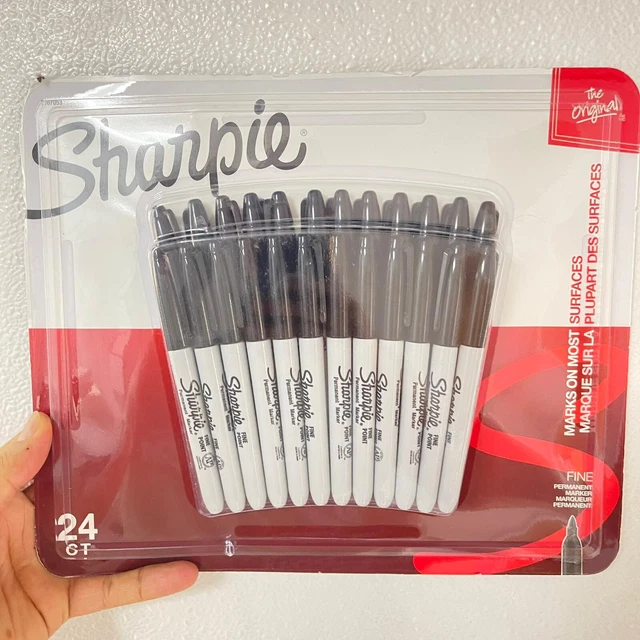 THE ORIGINAL SHARPIE Permanent Fine Point Marker Black 24Pack Water ...