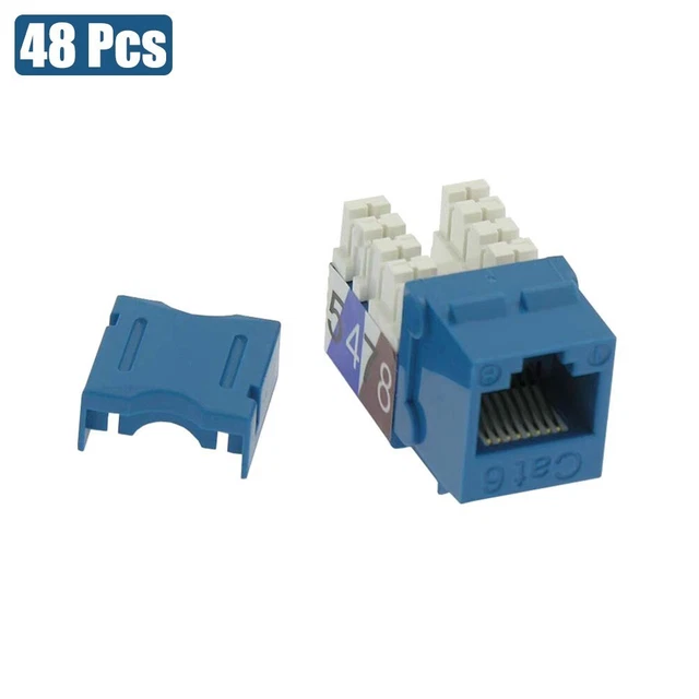 48 PCS CAT6 RJ45 Network LAN Ethernet Keystone Jack 110 Punch Down Snap ...