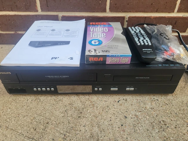 PHILIPS COMBO DVD Player VCR VHS Cassette Recorder w Remote -TESTED ...