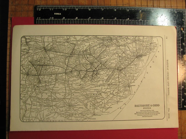 ORIGINAL 1914 BALTIMORE & Ohio Railroad System Map Depots Routes B&O Rr ...
