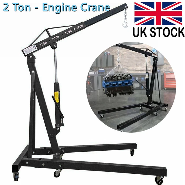 2 TON MOTOR Engine Crane Hydraulic Hoist lift Jack Lifting Folding ...