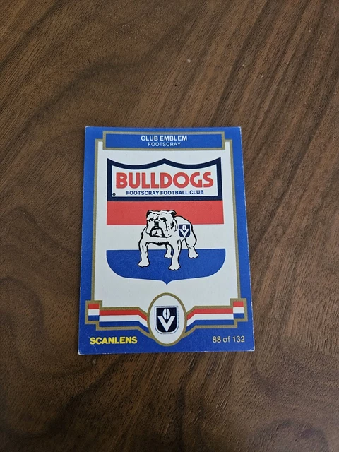 FOOTSCRAY BULLDOGS 1986 Scanlens VFL / AFL Unmarked Checklist Card 2 ...