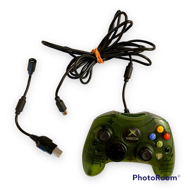 ORIGINAL XBOX CONTROLLER Wired Halo Green Color S-Type Clear Genuine ...