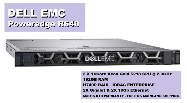 DELL EMC POWEREDGE R640 Server 2 X Xeon GOLD 5218 16Core 2.3GHz CPU ...
