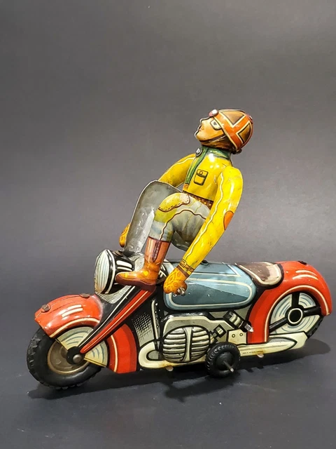 *RARE* GÖSO / GOSO W. GERMANY MOTORCYCLE TIN TOY WIND UP ACROBAT ...