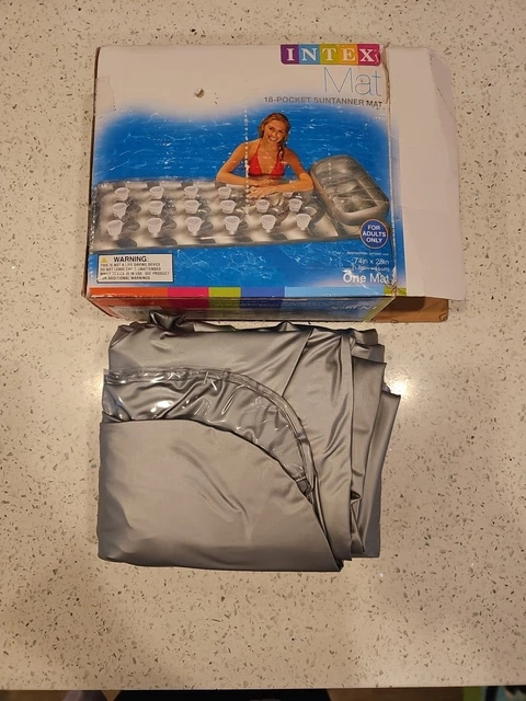 INTEX SILVER VINYL Inflatable 18-Pocket Suntanner, Floating Lounger ...
