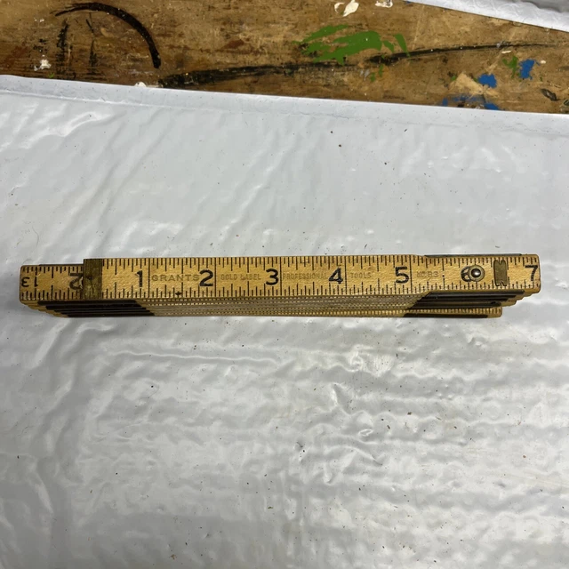 VINTAGE WOODEN 72& Folding Measuring Stick Extension Ruler Tape Measure ...