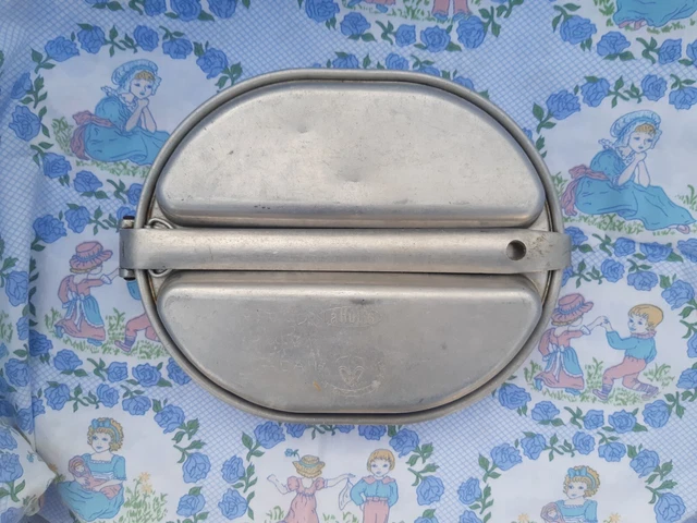 GAMELLE ALUMINIUM ANCIENNE vintage La Hutte scoutisme français fleur de ...