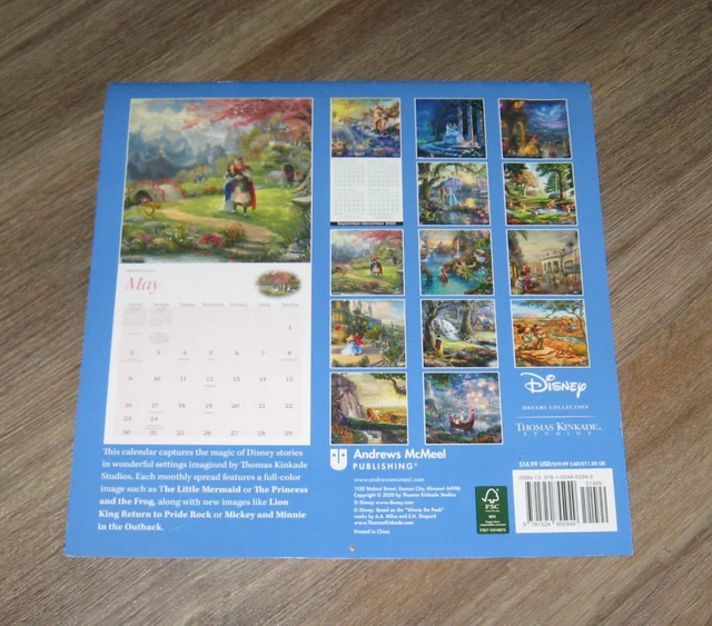 THOMAS KINKADE DISNEY Little Mermaid 2021 Calendar CINDERELLA Beauty ...