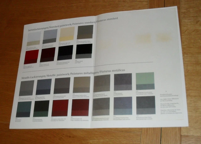 MERCEDES COLOUR CHART 1990 - R129 SL W124 Coupe Estate W126 S Class SEC ...