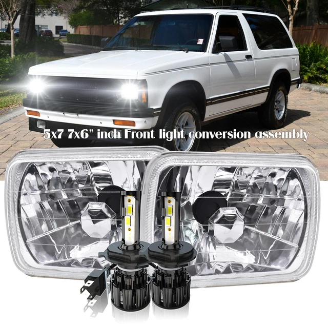PAIR 7X6 INCH LED Headlight H4 Projector HI-LO Beam For Chevy S10 ...