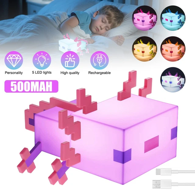FOR MINECRAFT PINK Axolotl Lamp Five Colour Modes Axolotl-Baby Lamp ...
