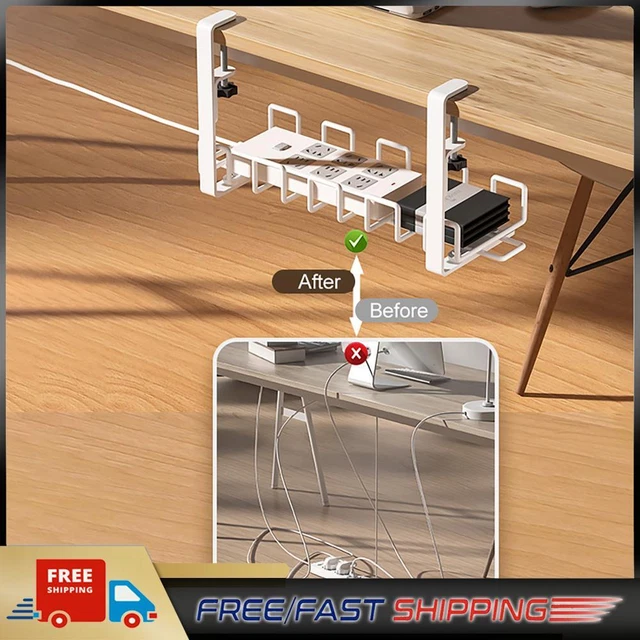 UNDER DESK CABLE Tray - Socket Cord Rack Cable Management (40cm White ...