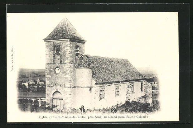 CPA SAINT-MARTIN-DU-TERTRE, L´EGLISE, Au second plan, Sainte-Colombe ...