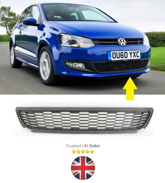 VW POLO 6R 2009 - 2014 Front Bumper Centre Grille 6R0853677A9B9 New Oe ...