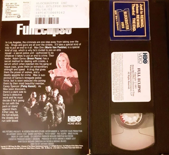FULL ECLIPSE (VHS, 1997, Unrated Version) Mario Van Peebles Patsy ...