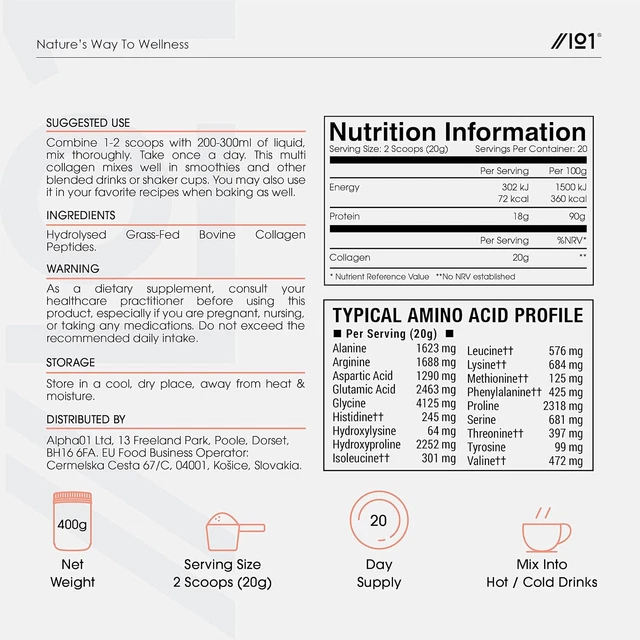 GRASS FED COLLAGEN Protein Powder 400G - Type I & III Pasture Raised ...