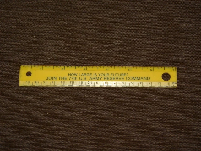 VINTAGE JOIN THE 77Th Us Army Reserve Command 7" Plastic Ruler £26.85 ...