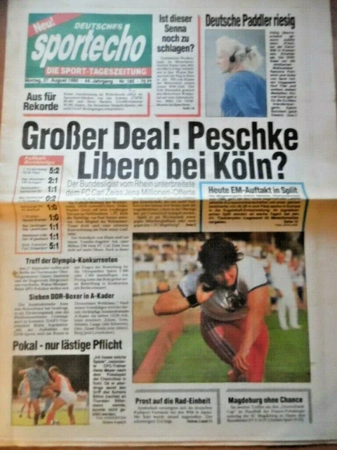 DEUTSCHES SPORTECHO 27. August 1990 Leichtathletik-EM Kanu Peschke ...
