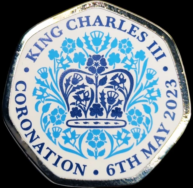 RARE OFFICIAL KING Charles III 3rd Coronation Logo 50p Shaped Coin ...
