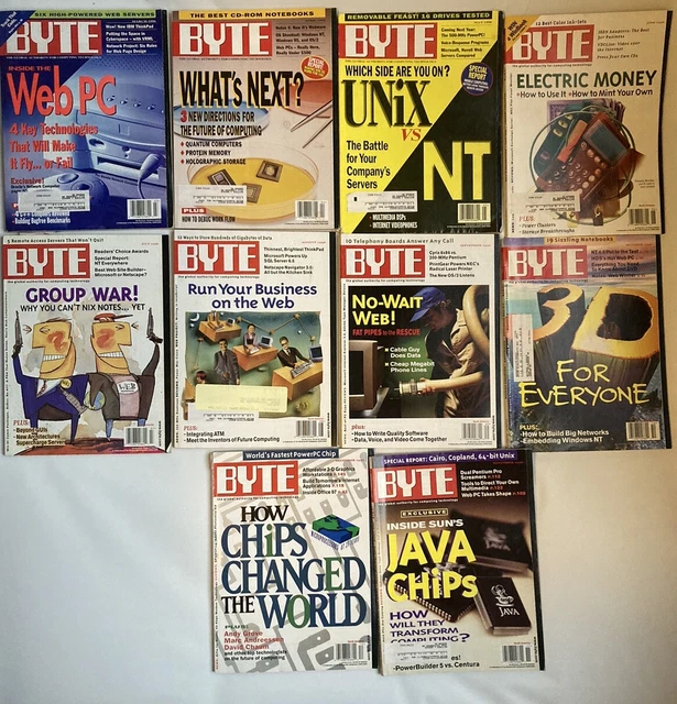 LOT OF 10 1996 BYTE Magazine Vintage Computer Apple PC vtg tech ads £39 ...