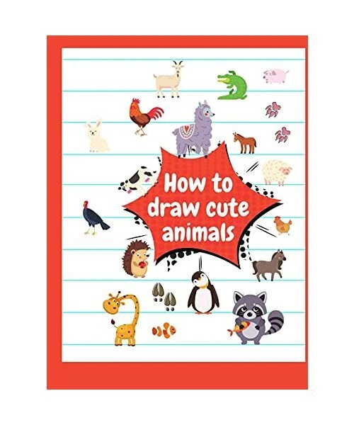 HOW TO DRAW cute animals: Animal coloring book for kids, Simple Step-by ...