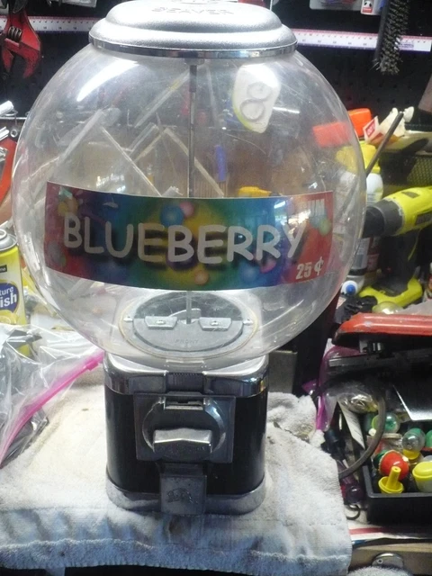 🔥25CENT BEAVER LARGE Globe Gumball Machine w/ BlueBerry Gum Display $52 ...