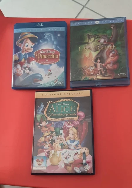 LOTTO 3 DVD Walt Disney PINOCCHIO, LIBRO GIUNGLA, ALICE NEL PAESE DELLE ...