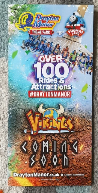 DRAYTON MANOR THEME Park Map & Flyer 2022 Vikings / Thomas The Tank ...