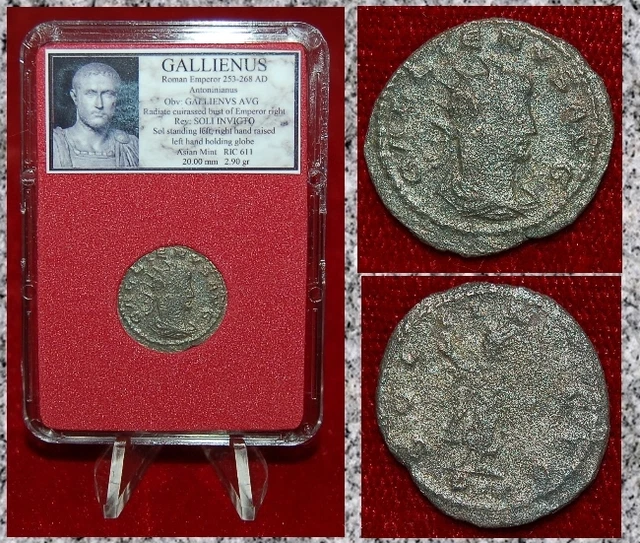 ROMAN EMPIRE COIN GALLIENUS Sol Holding Globe On Reverse Silver ...