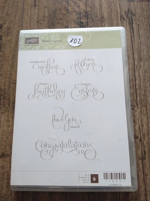 STAMPIN' UP STEMPELSET "Well Scripted" RARITÄT birthday mother father ...