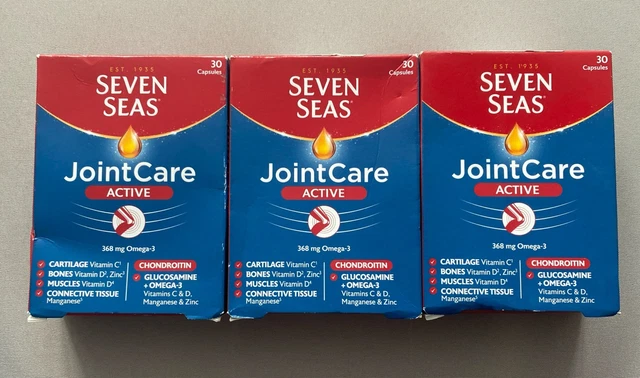 3 X SEVEN Seas Jointcare ACTIVE Supplement Omega-3, 30 Capsules Expiry ...