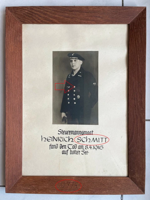 ORIG.PORTRAIT FOTO KRIEGSMARINE Mütze U-Boot Matrose gef. 45 U-774 ...