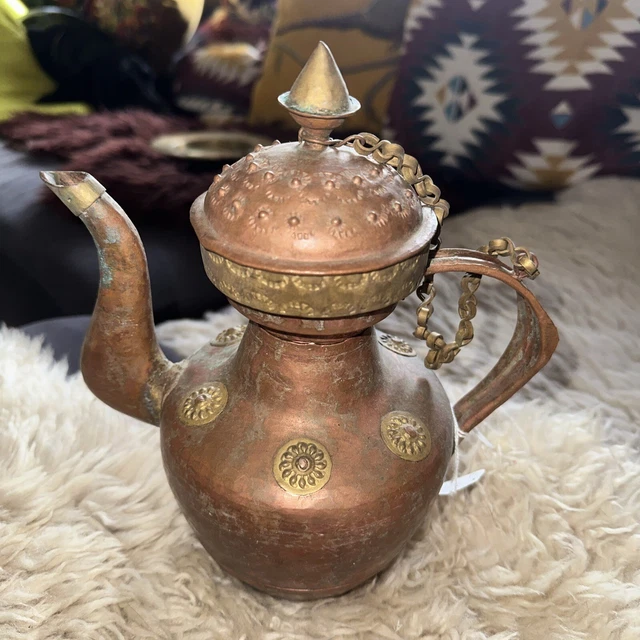 VINTAGE COPPER PERSIAN Tea Coffee Pot £25.00 - PicClick UK