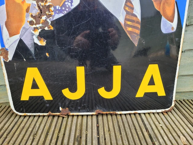 ORIGINAL 1953 AJJA ENAMEL SIGN EMAILSCHILD PLAQUE EMAILLEE 25.5" x 21.5 ...