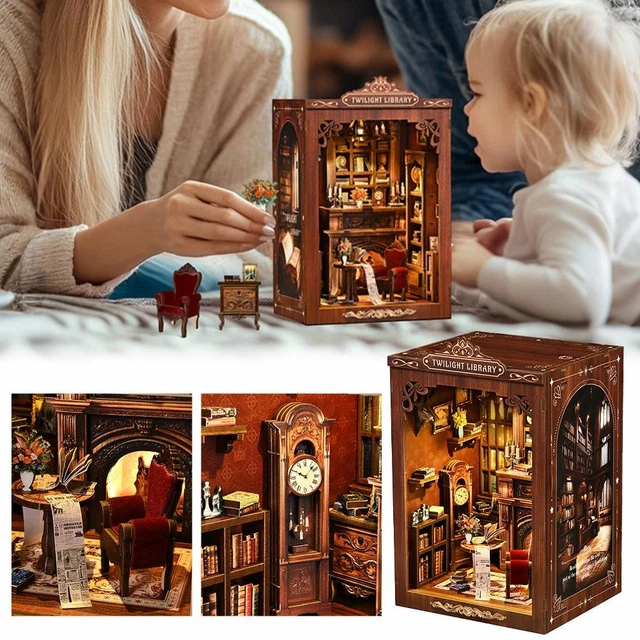 DIY SMALL HOUSE Book Stand Micro Light Book Pavilion Wooden 3D Puzzle New E7 £25.44 - PicClick UK