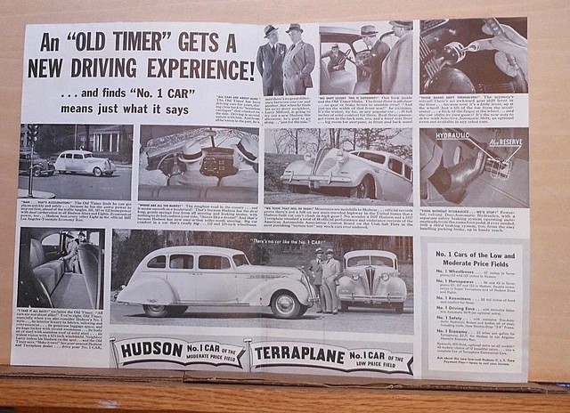1935 DOUBLE PAGE magazine ad 1936 Hudson - Old Timer drives Terraplane ...