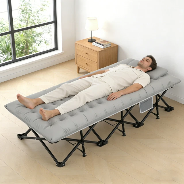 200X75CM PORTABLE CAMPING Bed for Adult Sleeping Guest Bed Outdoor Cot ...