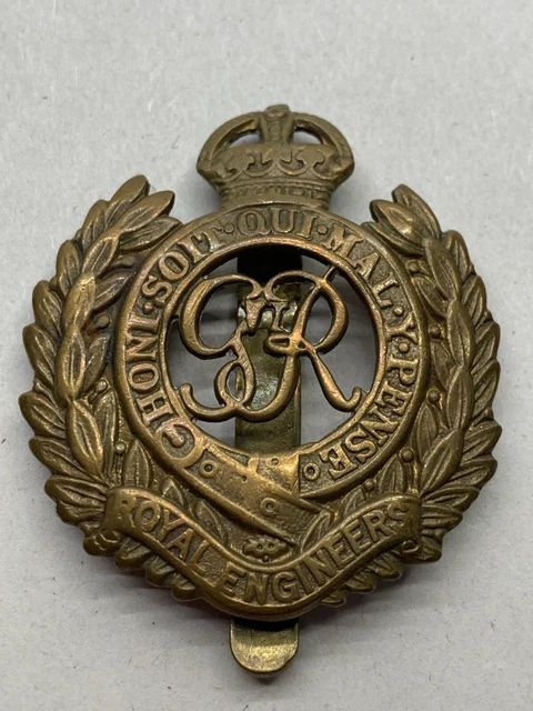 ORIGINAL WW2 BRITISH Army Kings Crown Cap Badge - RE - Royal Engineers ...