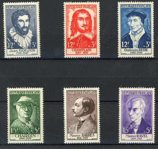 FRANCE 1956 - Famous Frenchmen - Set of 6 - MNH EUR 8,77 - PicClick FR