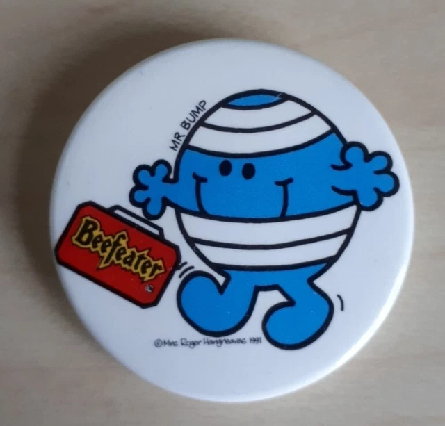MR. MEN - MR. BUMP Vintage Collectors 35mm Pin Badge BEEFEATER ...