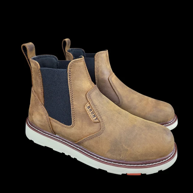 BRUNT THE OHMAN 6" Soft Toe Chelsea Work Boots Brown Leather Men's Size ...