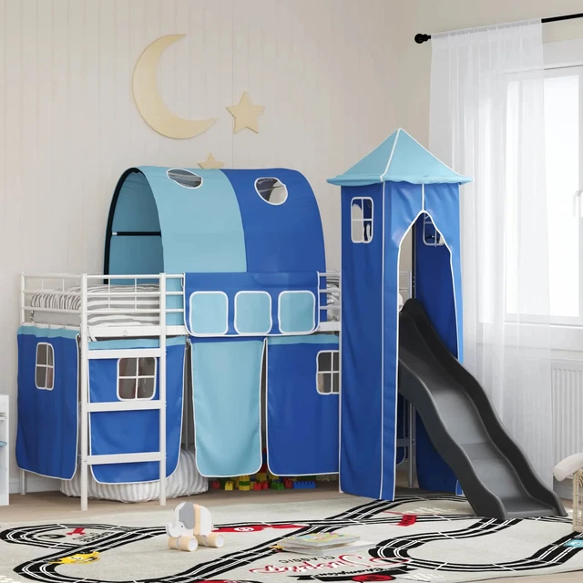 KIDS'LOFT BED FRAME with Curtains Arch Slide Tower vidaXL £380.47 ...