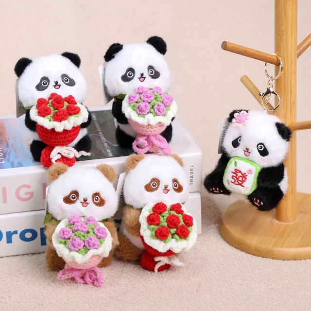 PANDA FLOWERS PLUSH Keychain With Pp Cotton Filling For Girls And Women ...